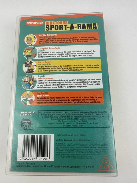 NICKELODEON NICKTOONS SPORT-A-RAMA VHS Pal 5 Episodes Rare Shows Free ...