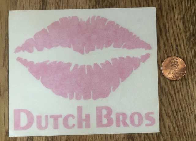 DUTCH BROS STICKER Decal PINK Lips KISS Rare HTF Coffee CAR Yeti LAPTOP ...