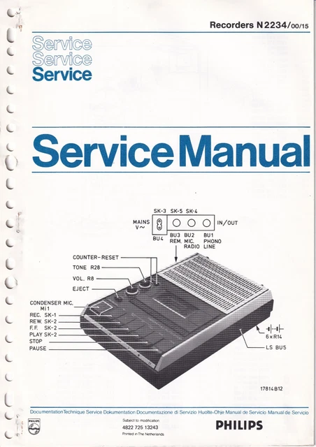 SERVICE MANUEL D'INSTRUCTIONS pour Philips N 2234 EUR 10,01 - PicClick FR