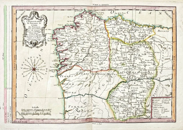 LEON ASTURIAS ESPAGNE España Philippe Pretot Carte Mapa Gravure sur ...