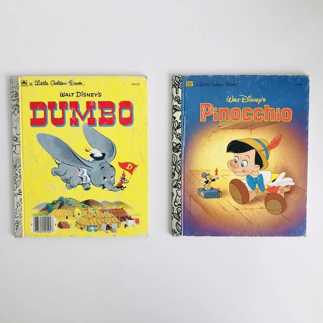 VINTAGE WALT DISNEY Pinocchio & Dumbo Little Golden Books *FREE POST ...
