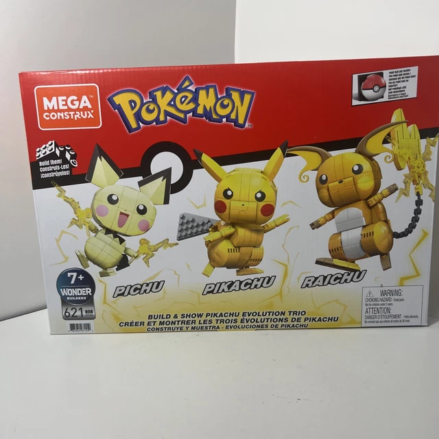 MEGA CONSTRUX POKEMON Pichu Pikachu Raichu Evolution Trio Construction ...