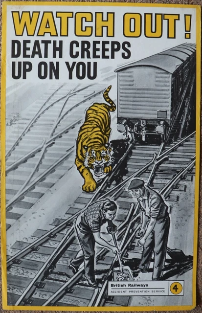 ORIGINAL BRITISH RAIL Safety Poster. Tiger. 1960'S. Watch Out, Death ...