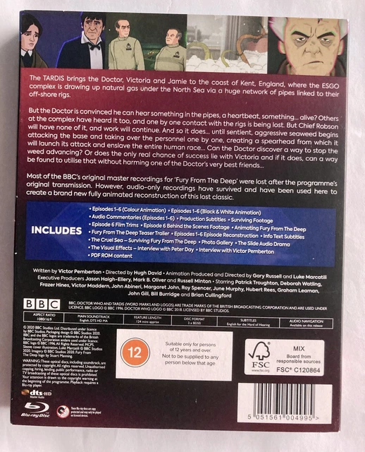 DOCTOR WHO FURY From The Deep/Blu-Ray/Patrick Troughton/Jamie/Victoria ...