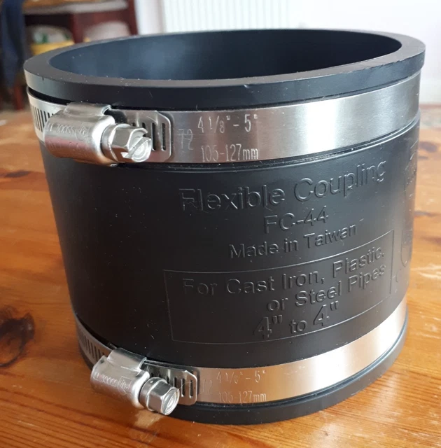 4& RUBBER COUPLING 110mm PVC Soil Drain Repair Pipe Coupler Inc Hose ...