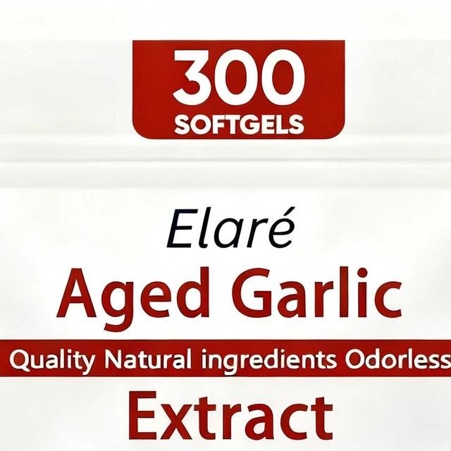 ELARE AGED GARLIC Extract, 300 Softgels, 7500mg Odorless | Heart ...