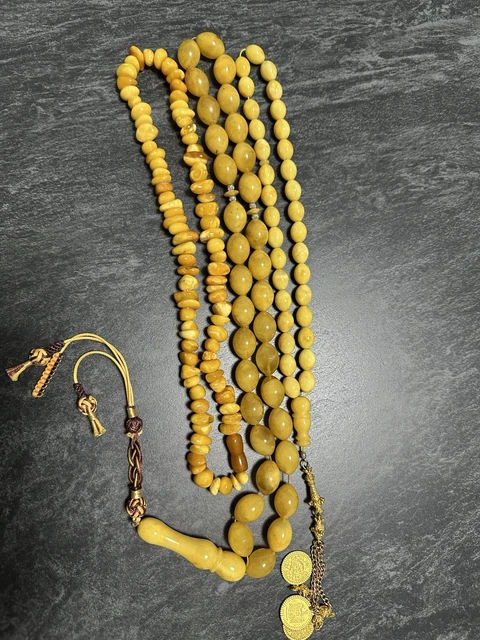 NATUR BERNSTEIN GEBETSKETTE Butterscotch Prayer Beads AMBER Kehribar ...