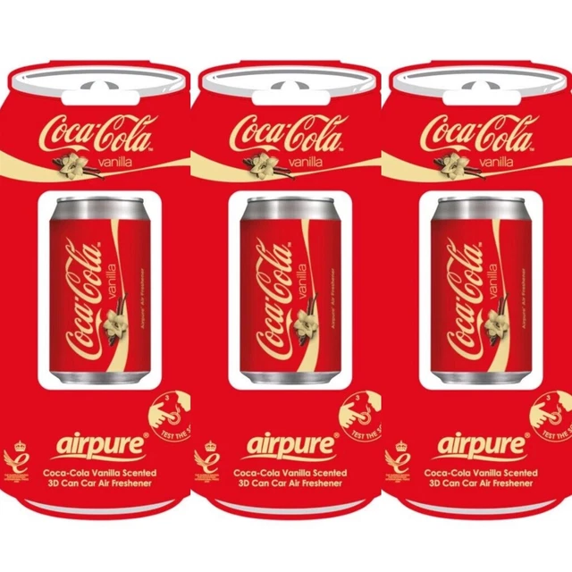 COCA COLA 3D Car Vent Air Freshener Vanilla Scent 3 Pack Long Lasting ...