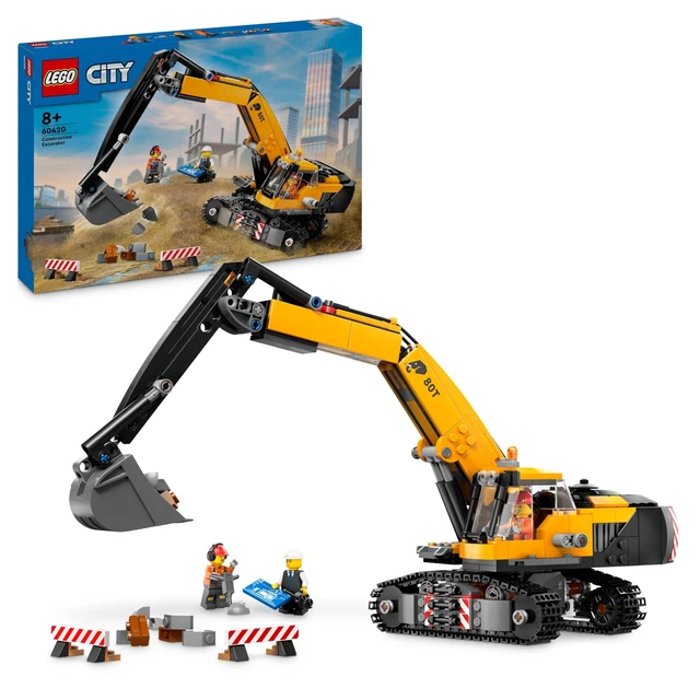 LEGO CITY YELLOW Construction Excavator Toy Digger for 8 Plus Year Old ...