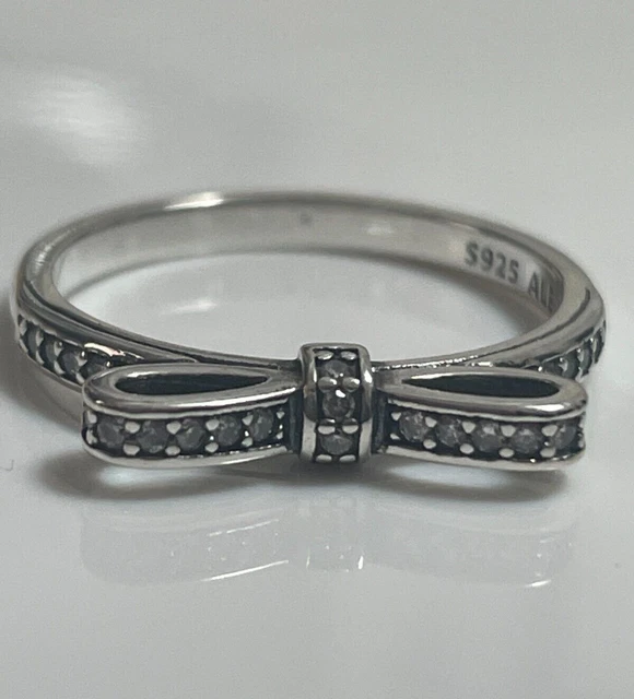 GENUINE AUTHENTIC PANDORA Sparkling Bow Ring 190906CZ Size 58 Brand New ...