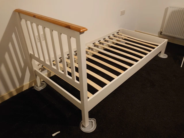 DAWSON LOW FOOT End Bed Frame, Single Bed In White And Natural Wood ...