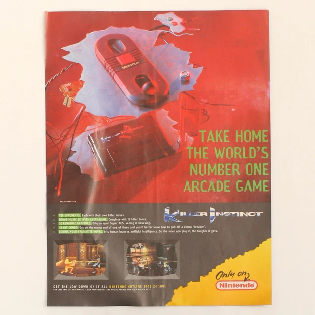 VINTAGE SUPER NINTENDO SNES ‘Killer Instinct’ Print Ad Advertisement ...