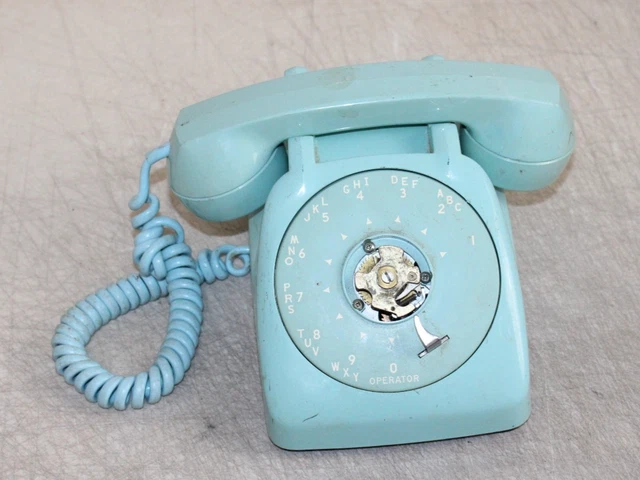 VINTAGE AUTOMATIC ELECTRIC Turquoise Aqua Blue Rotary Dial Telephone ...