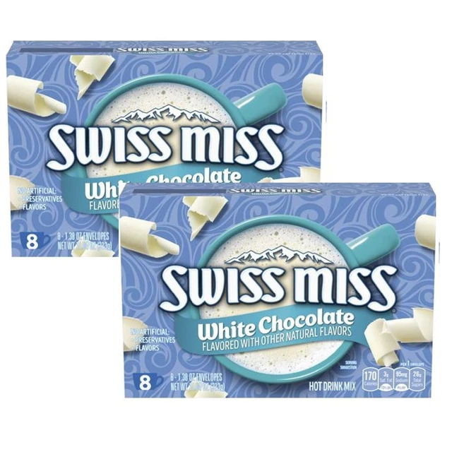 SWISS MISS WHITE CHOCOLATE Hot Drink Mix 8 Env/Box (2 Boxes) Same as ...