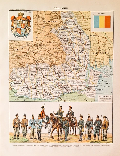 MAP OF ROMANIA and Military Uniforms - Early 1900s PRINT for Framing £8 ...