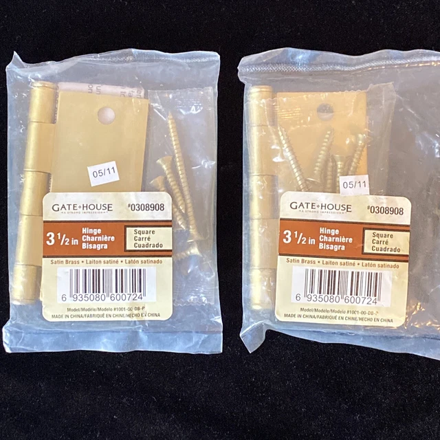 CERNIERE PER PORTE angolari quadrate in ottone satinato 3-1/2" Gate ...