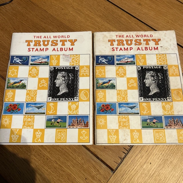 PAIR OF TRUSTY Stamp Album With Stamps Vintage Collectable World Stamps ...