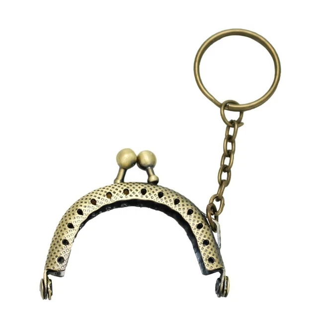METAL KISS CLASP Lock Metal Coin Frame Clasp with Key Ring For DIY ...