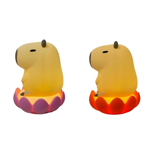 CAPYBARA LED LIGHT with Color Flower Base Cartoon Animal Figurine Lamp ...
