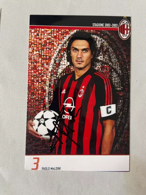 Paolo Maldini Ac Milan Vice Campione Del Mondo Firmato Foto 10x15