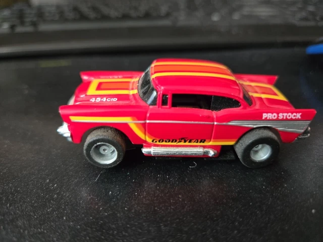 VINTAGE TYCO '57 Chevy Red/Yellow/Orange HO Slot Car Belair Pro Stock ...