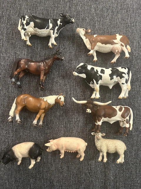 SCHLEICH FARM ANIMALS Bundle - 4 Cows, 2 Horses, 2 Pigs And 1 Sheep 9 ...