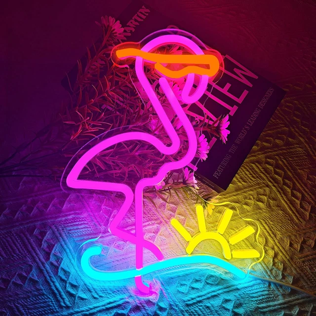 FLAMINGO LED NEON Sign Dimmable Neon Sign Lights Wall Decor Home Party ...