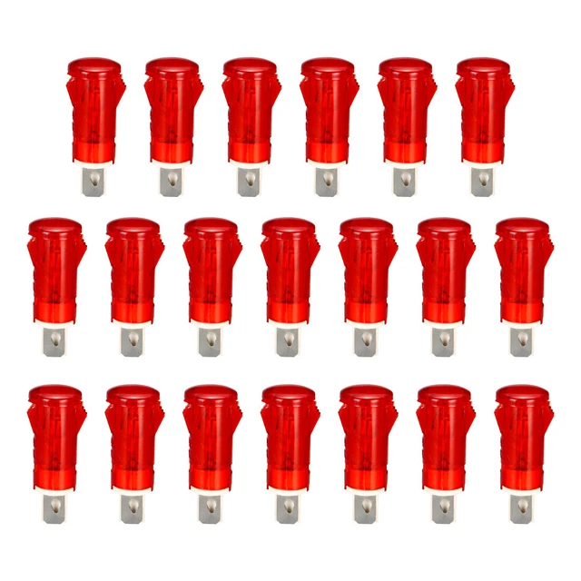 NEON INDICATOR LIGHTS 220V, Dash Bulbs MDX-11A Red 10mm 2/5" Push-In ...