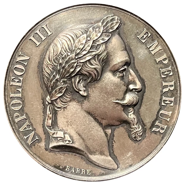 MÉDAILLE ARGENT ABEILLE " NAPOLEON III Empereur- Concours Histoire 1866 ...