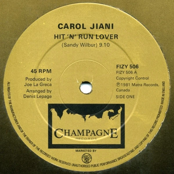 CAROL JIANI - Hit 'N' Run Lover, 12", (Vinyl) £26.50 - PicClick UK