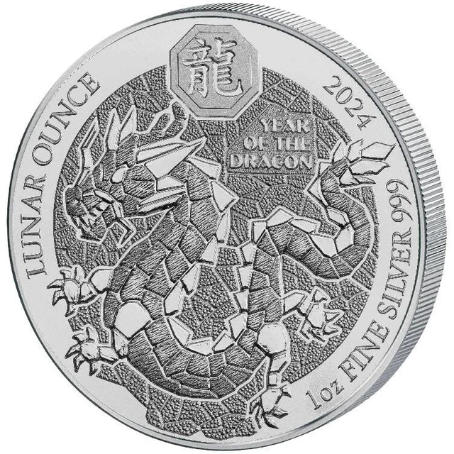 YEAR OF THE DRAGON RWANDA LUNAR OUNCE 2024 1 oz Proof Silver Coin CAPSULE COA £94.91 - PicClick UK