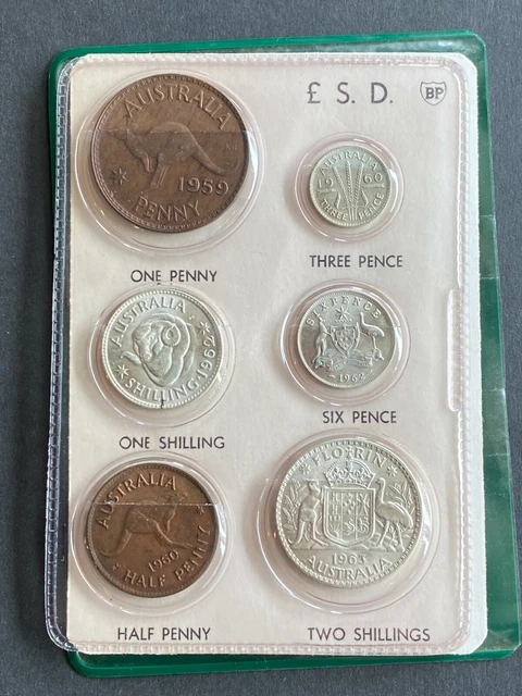 AUSTRALIAN AUSTRALIA BP GREEN PRE-DECIMAL COIN SET UNC (SC51/P18) $75. ...