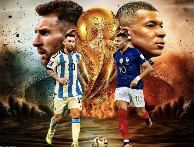 LIONEL MESSI ARGENTINA Kylian Mbappe France Poster World Cup Football ...