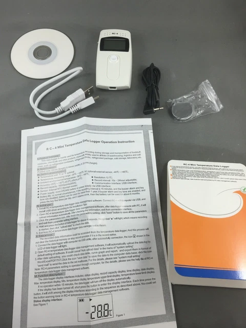 TEMPERATURE DATA LOGGER Recorder for Medical Fridge Freezer trucks RC-4 ...