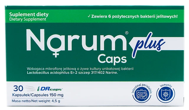 NARUM NARINE PLUS 150mg 30 caps. Lactobacillus Acidophilus Probiotic ...