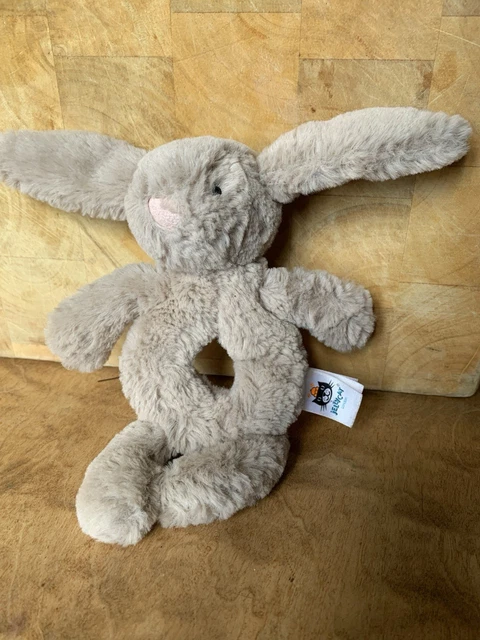 JELLYCAT BASHFUL BEIGE Bunny Rattle Grabber Nice Condition £12.99 - PicClick UK