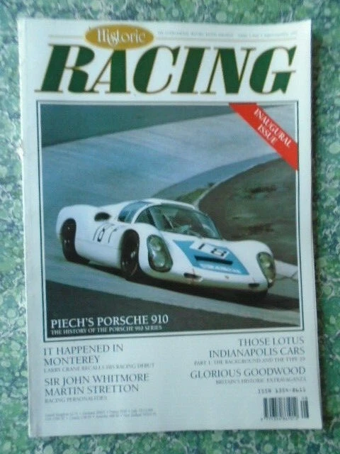 HISTORIC RACING MAGAZINE Issue No1 August September 1994 Porsche 910 ...