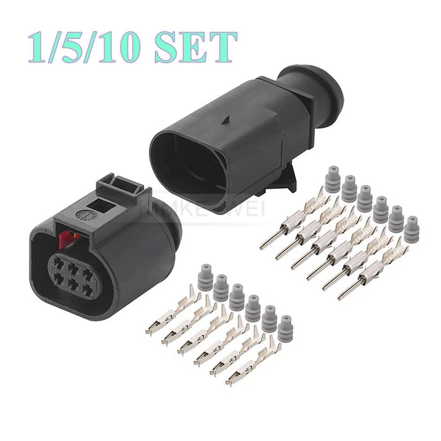 6 PIN AUTOMOTIVE Male Female Connector Plug Socket Kit for VW Audi ...