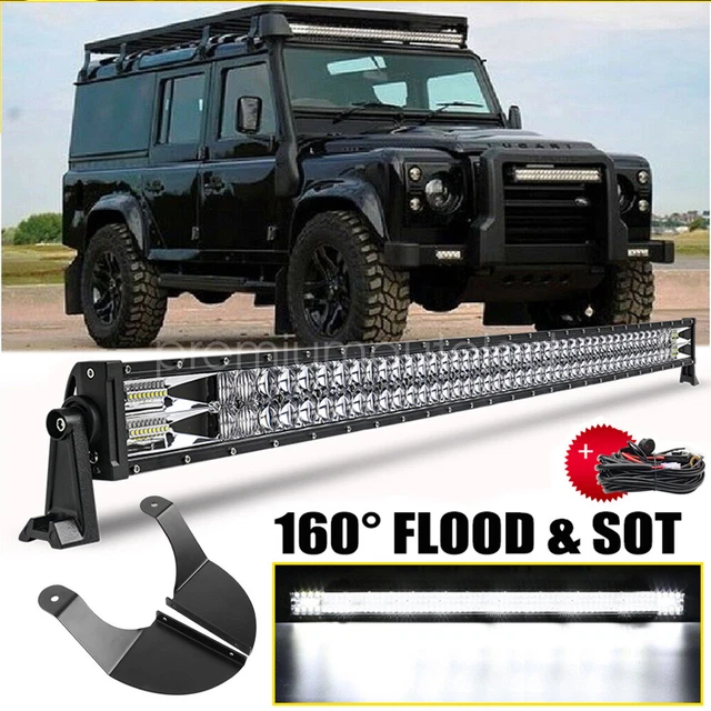 FIT GUTTER LAND Rover Defender Black Led Light Bar Brackets Mounts 52 ...