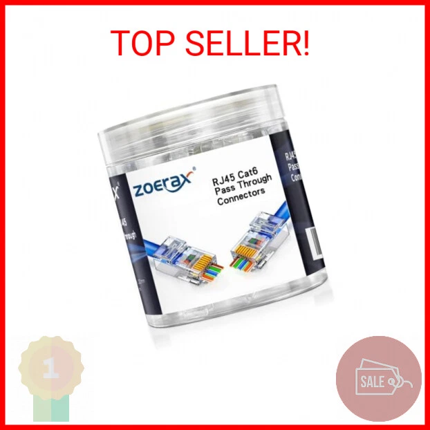 100-PACK RJ45 CAT6 Pass Through Connector RJ45 Modular Plugs for Solid ...