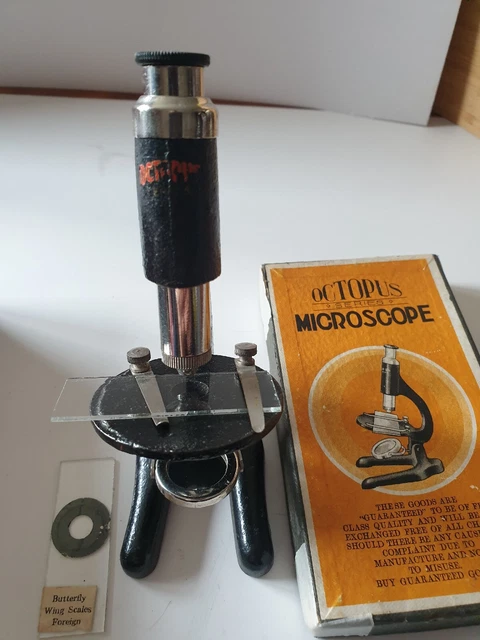 OCTOPUS SERIES MICROSCOPE vintage 1930s with box and 2 slides £16.00 ...