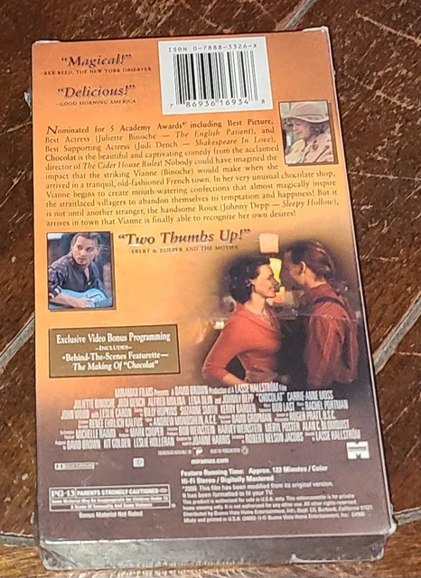 CHOCOLAT (VHS, 2000, Miramax) Juliette Binoche/Johnny Depp,Judi Dench ...