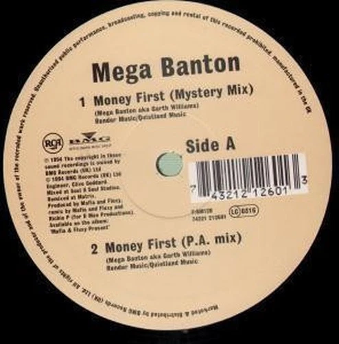MEGA BANTON MONEY First 12" vinyl UK Rca 1994 mystery mix b/w pa mix ...