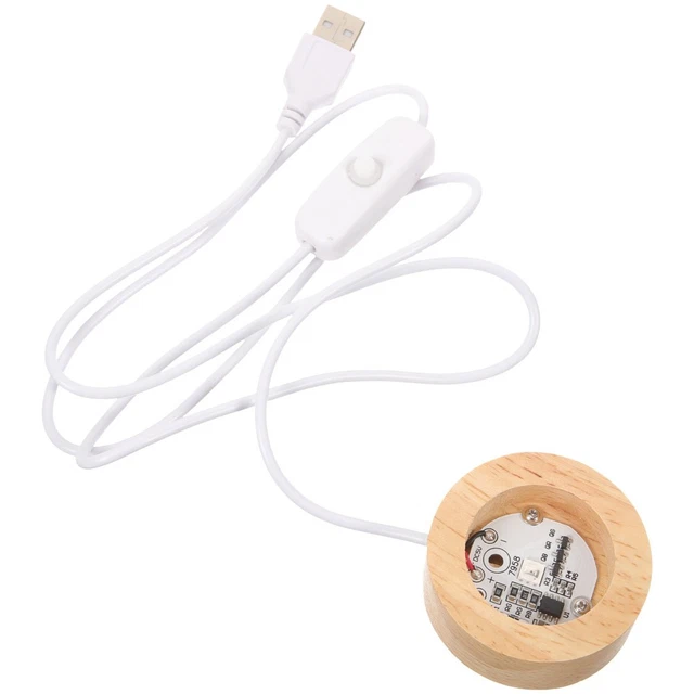 WOODEN LIGHT BASE Small Wooden LED Display Stand Round Lighted for DIY ...