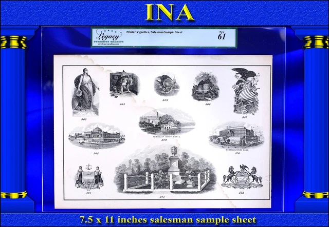 SALESMAN SAMPLE VIGNETTES Original Sheet for Paper Money Legacy 61 Rare ...