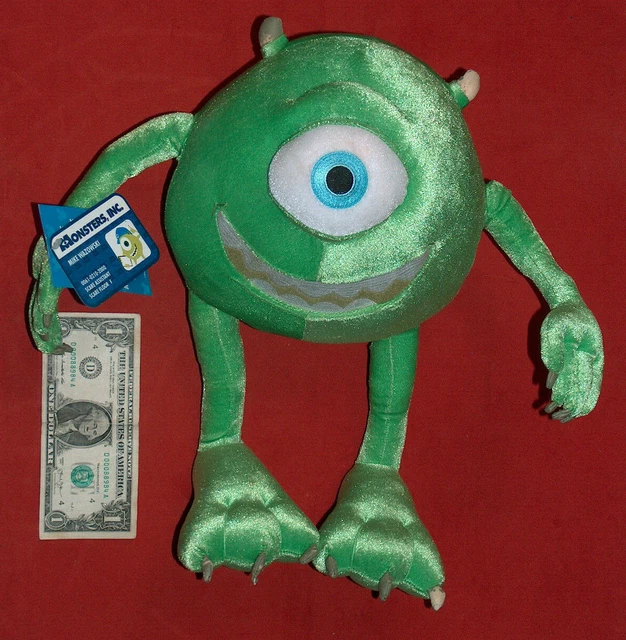 DISNEY PIXAR MONSTERS Inc Mike Wazowski 14" Posable Stuffed Plush Toy w ...