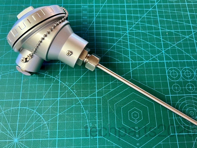 PT100 RTD TEMPERATURE Sensor Probe head, 4-20mA Transmitter, 150mm 6 ...