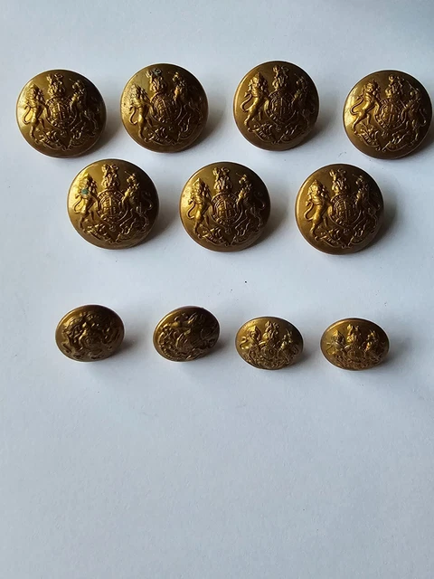WORLD WAR II UK Army Uniform Jacket Gold Coloured Metal Buttons x11 £21 ...