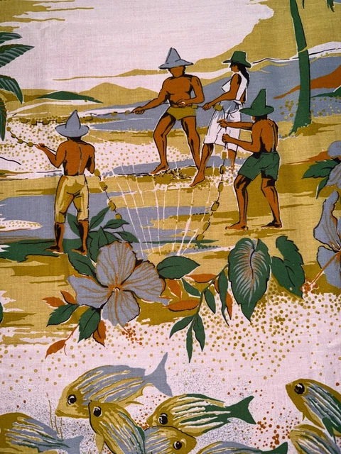 TISSU VINTAGE TISSU coton Tahiti pour paréo long 300 x H 116 cm D113 ...