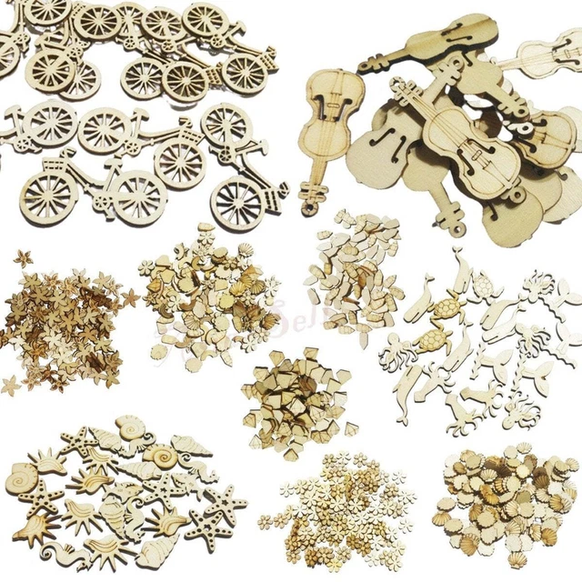 WOODEN SHAPES MINI DIY Crafts Wood Mixed Pieces Decorations 3D Art £5. ...